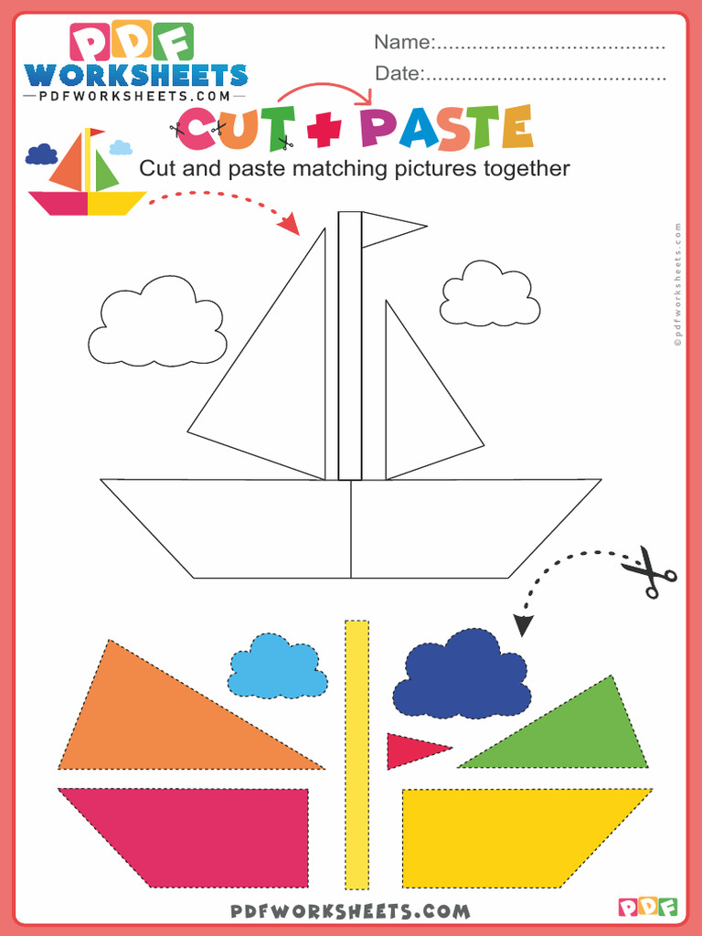 Cut Shapes and Design Boat PDF Worksheet | PDF