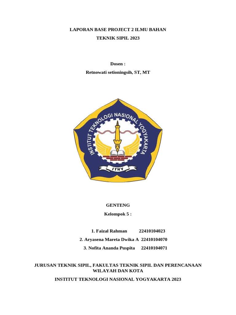 Laporan Base Project 2 Ilmu Bahan Genteng | PDF
