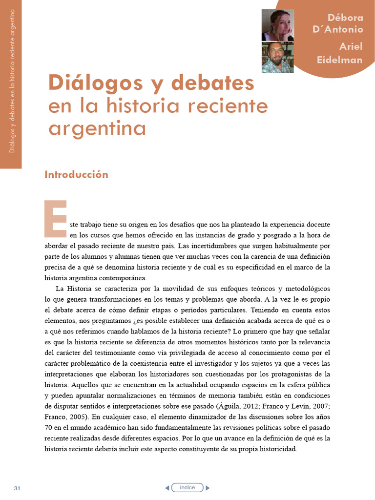 Historia reciente de Argentina: Diálogos y debates | PDF | Política del ...