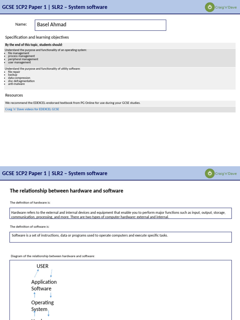 GCSE System Software Overview | PDF | Application Software | Operating ...
