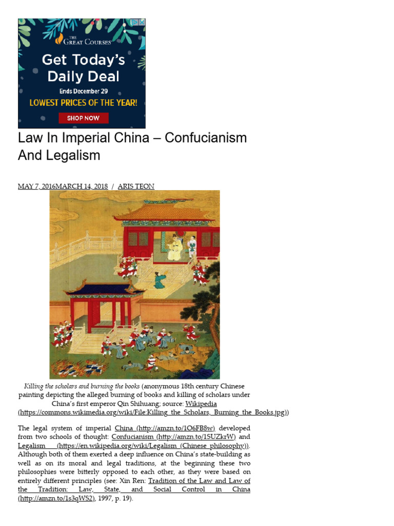 Law in Imperial China - Confucianism and Legalism - The Greater China ...