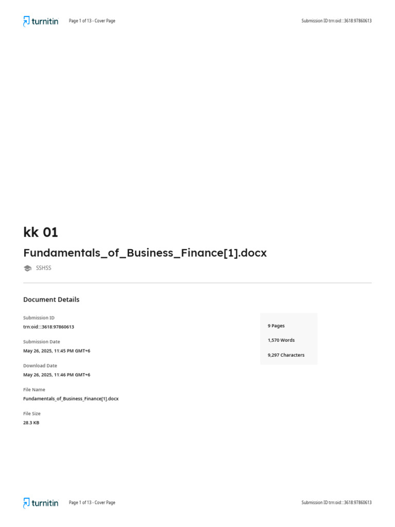Fundamentals of Business Finance | PDF