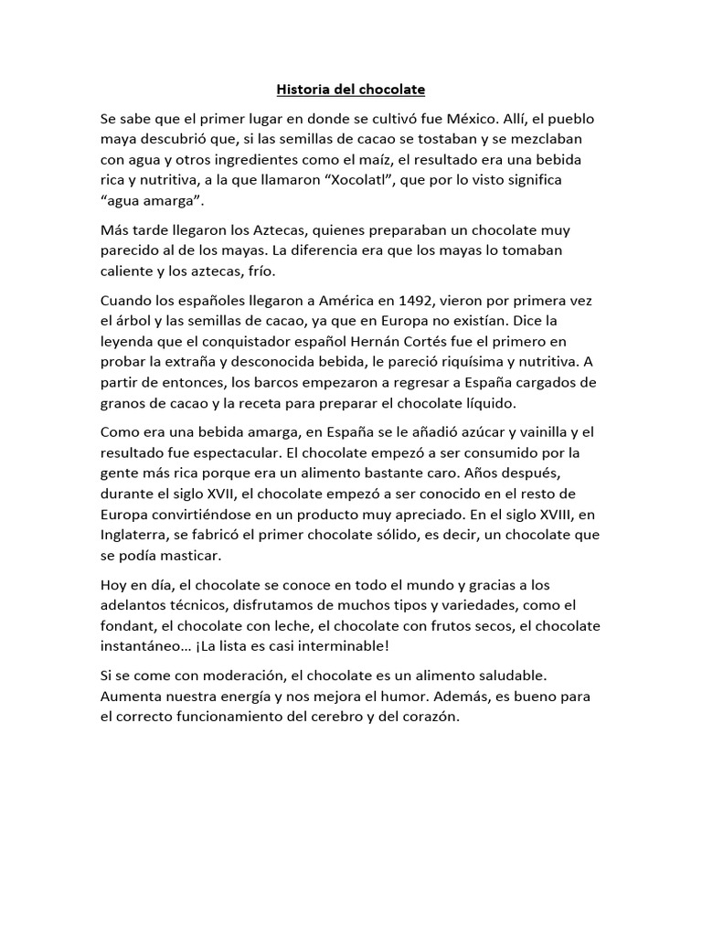 Historia Del Chocolate | PDF
