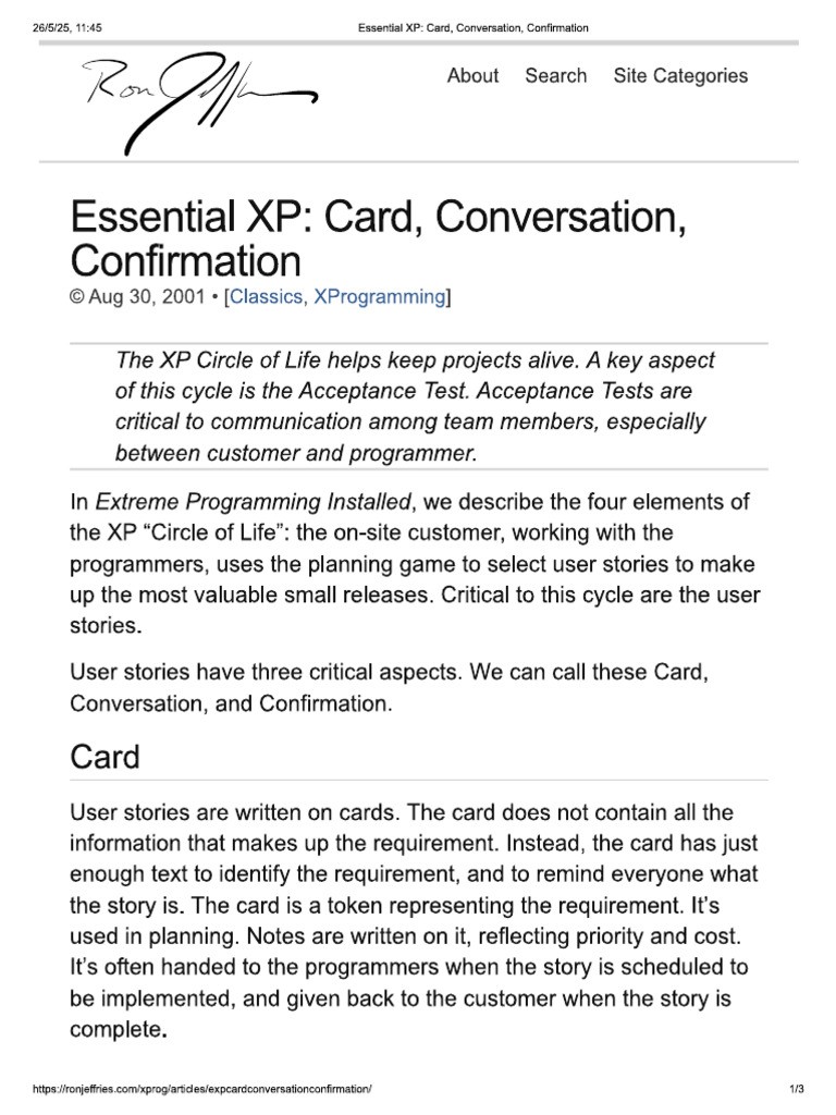 Essential XP CARDConversationConfirmation | PDF