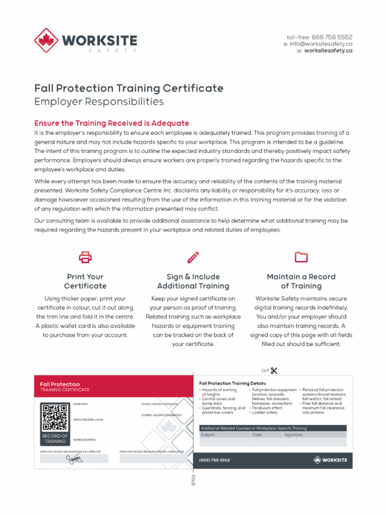 Fall Protection Wallet English Certificate | PDF