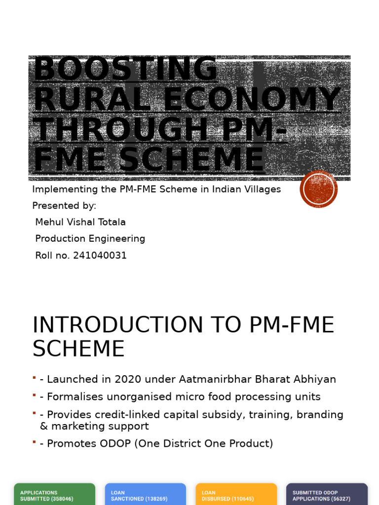 Pmfme Rural Implementation PPT Mehul Totala | PDF