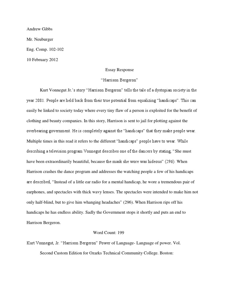 Analysis of "Harrison Bergeron" | PDF