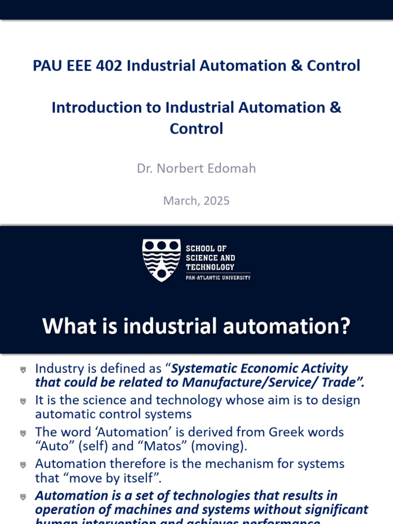 Lecture 1 - Intro To Industrial Automation | PDF | Automation | Labour ...