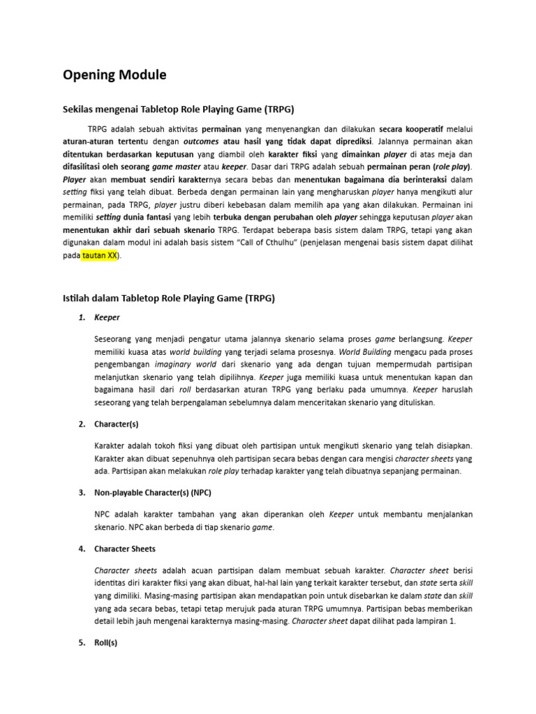 Draft Session TRPG | PDF