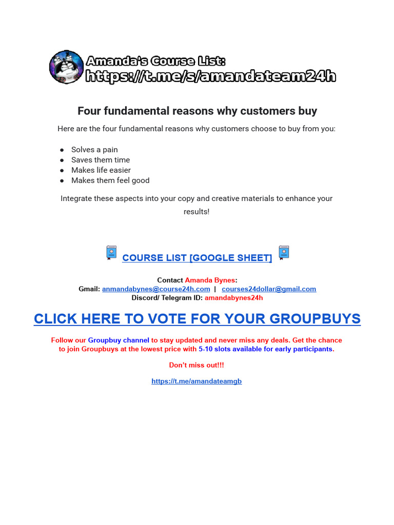 9 Four Fundamental Reasons Why Customers Buy | PDF