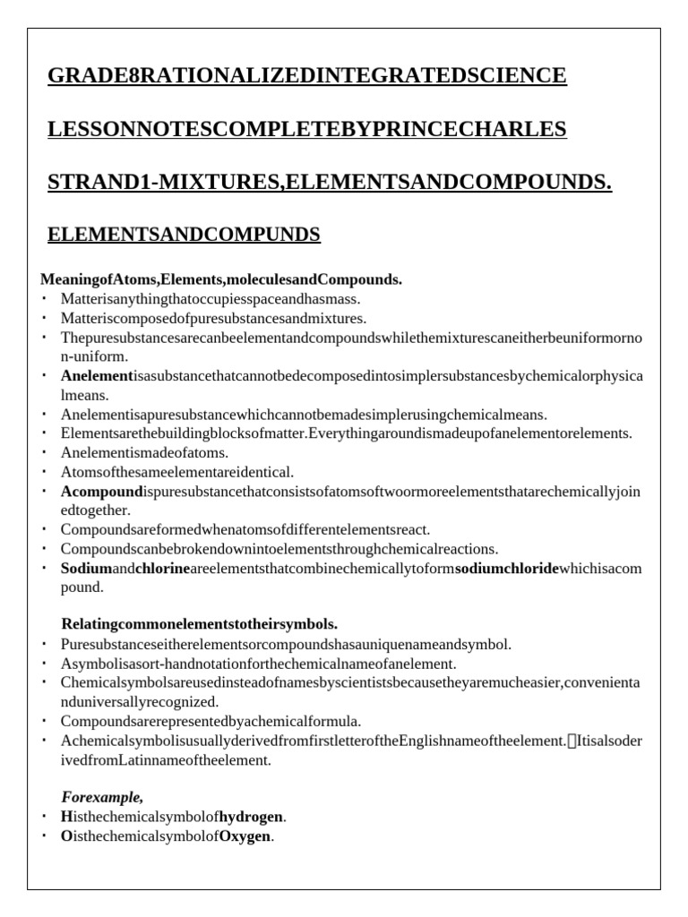 Grade 8 Integrated Science Notes by Prince Charles | PDF | Gases | Diet ...