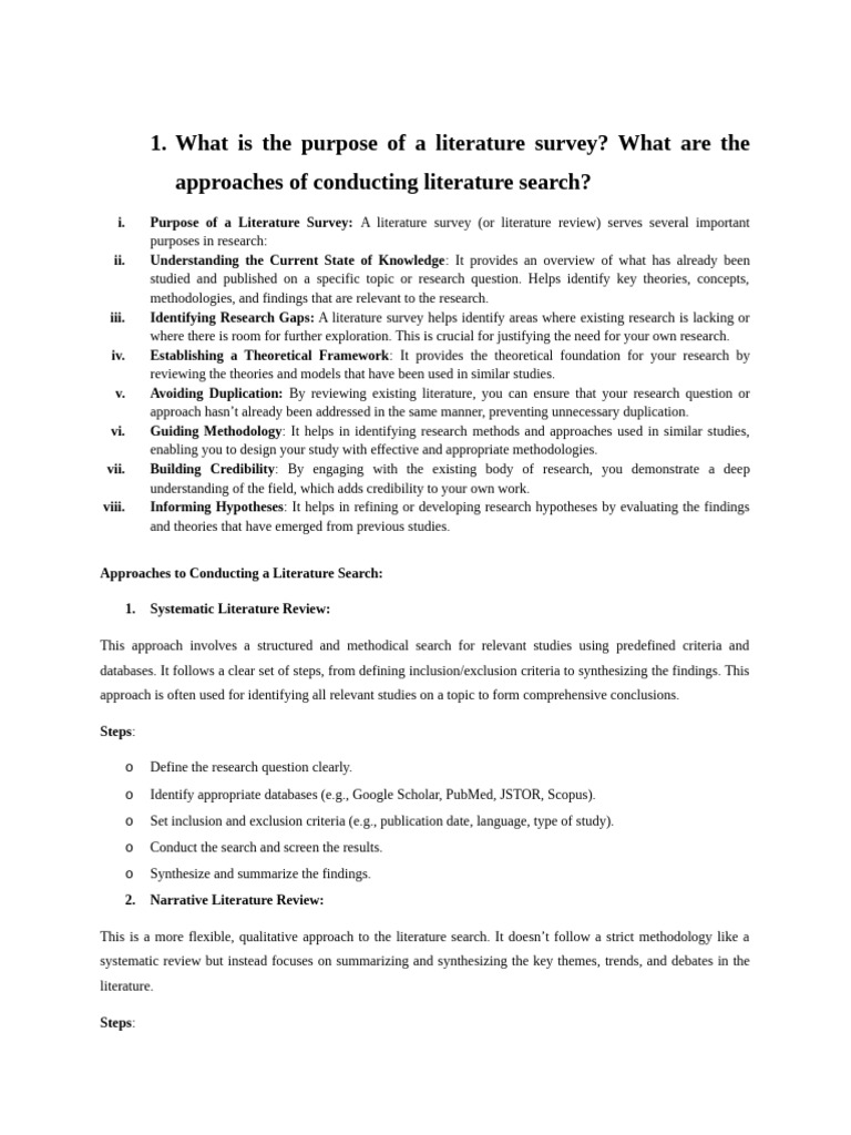 Literature Survey: Purpose & Approaches | PDF | Methodology ...