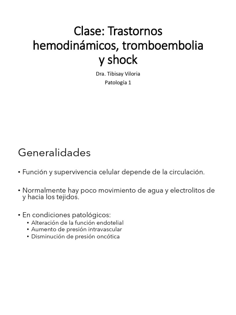 Clase y Laboratorio - Trastornos Hemodinámicos, Tromboembolismo y Shock | PDF | Trombo | Embolia