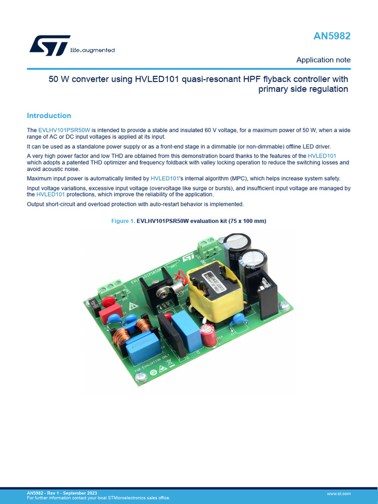 An5982 50 W Converter Using Hvled101 Quasiresonant HPF Flyback ...