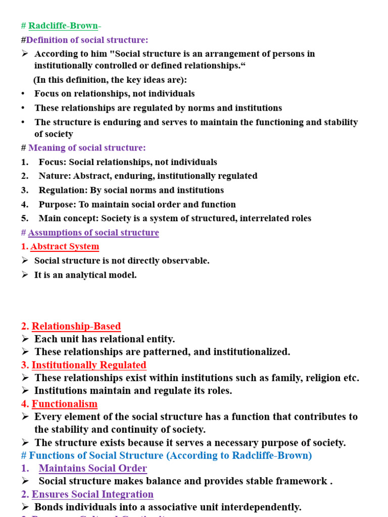 Radcliffe Brown Social Structure | PDF