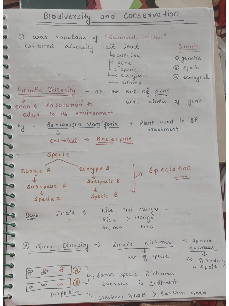 Biodiversity and Conservation Notes ?? | PDF