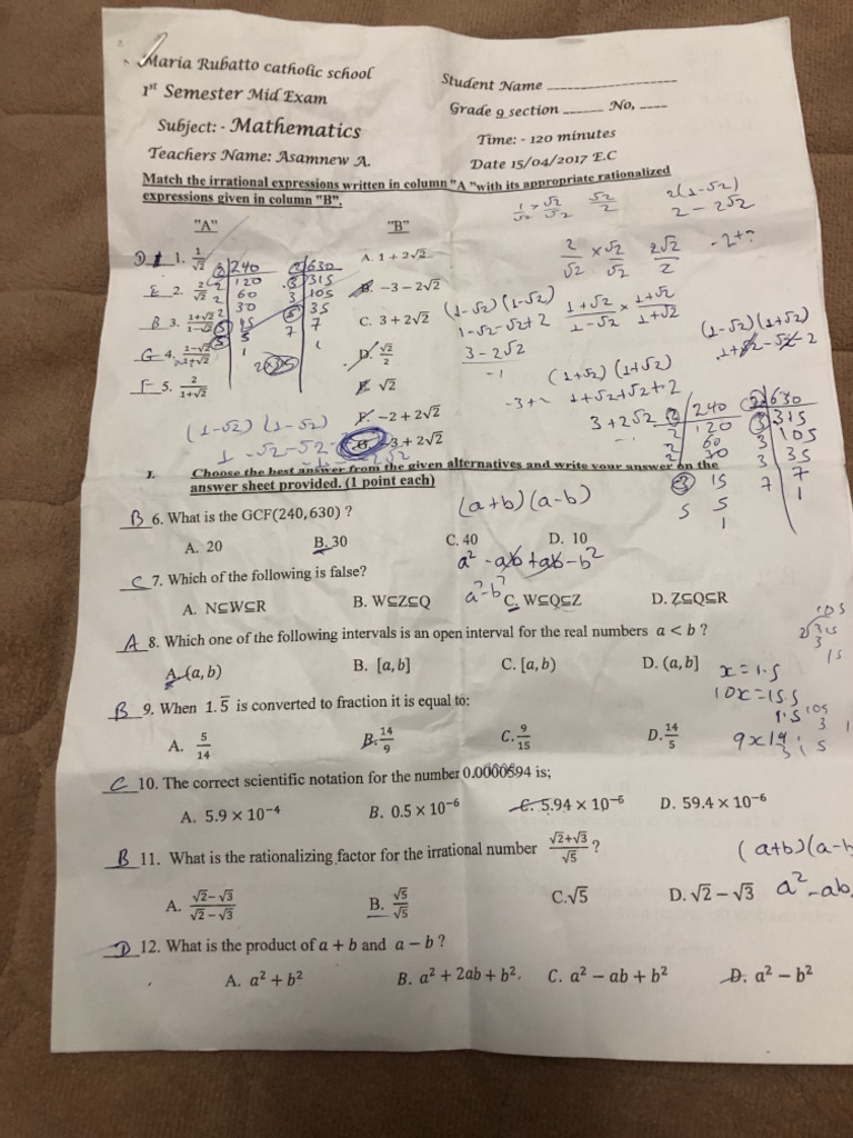 Maths Grade 9 | PDF