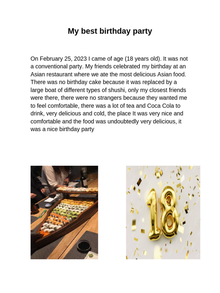 My Best Birthday Party | PDF