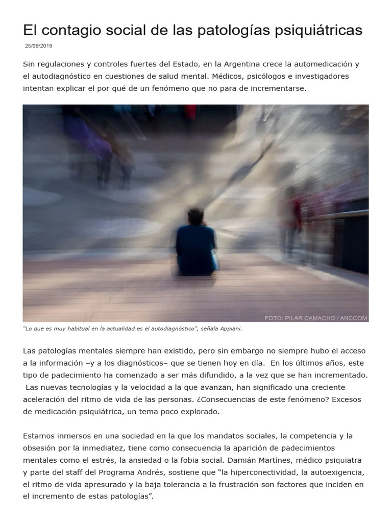 El Contagio Social de Las Patologías Psiquiátricas | PDF | Psiquiatría ...