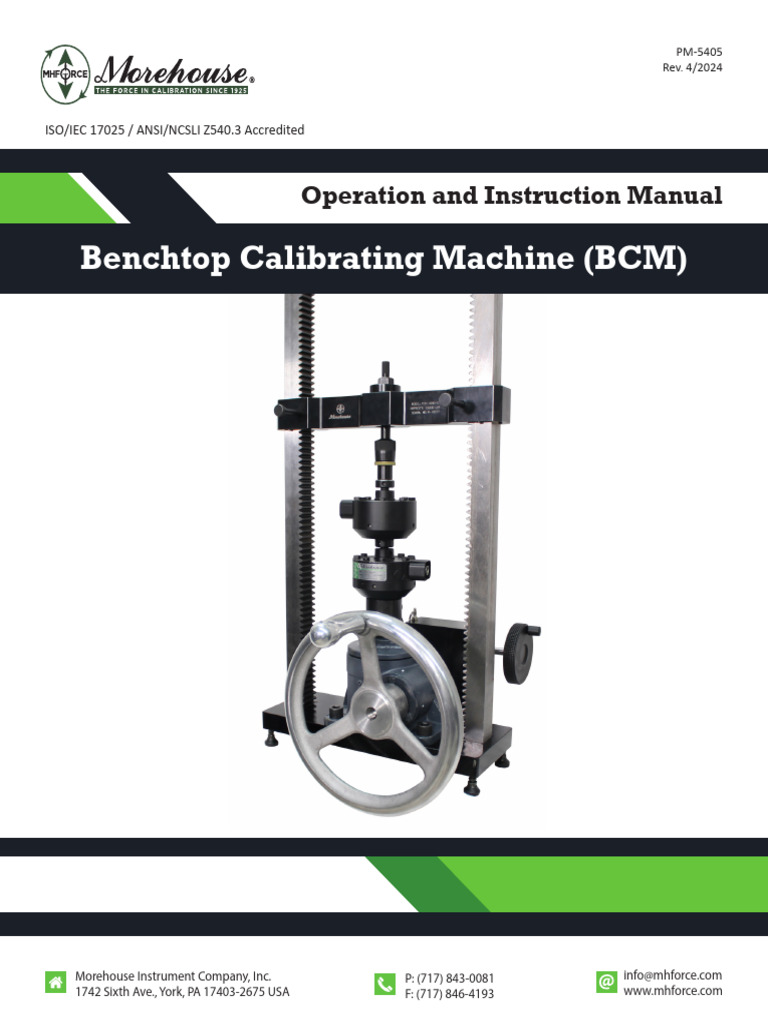 Benchtop Calibrating Machine Manual | PDF | Calibration | Screw