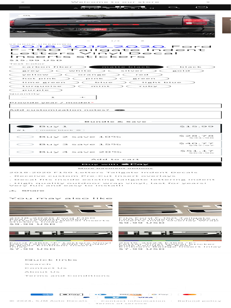 2018 2019 2020 Ford F-150 Tailgate Indent Letters Vinyl Decal Inserts - SJM Auto Decals | PDF ...