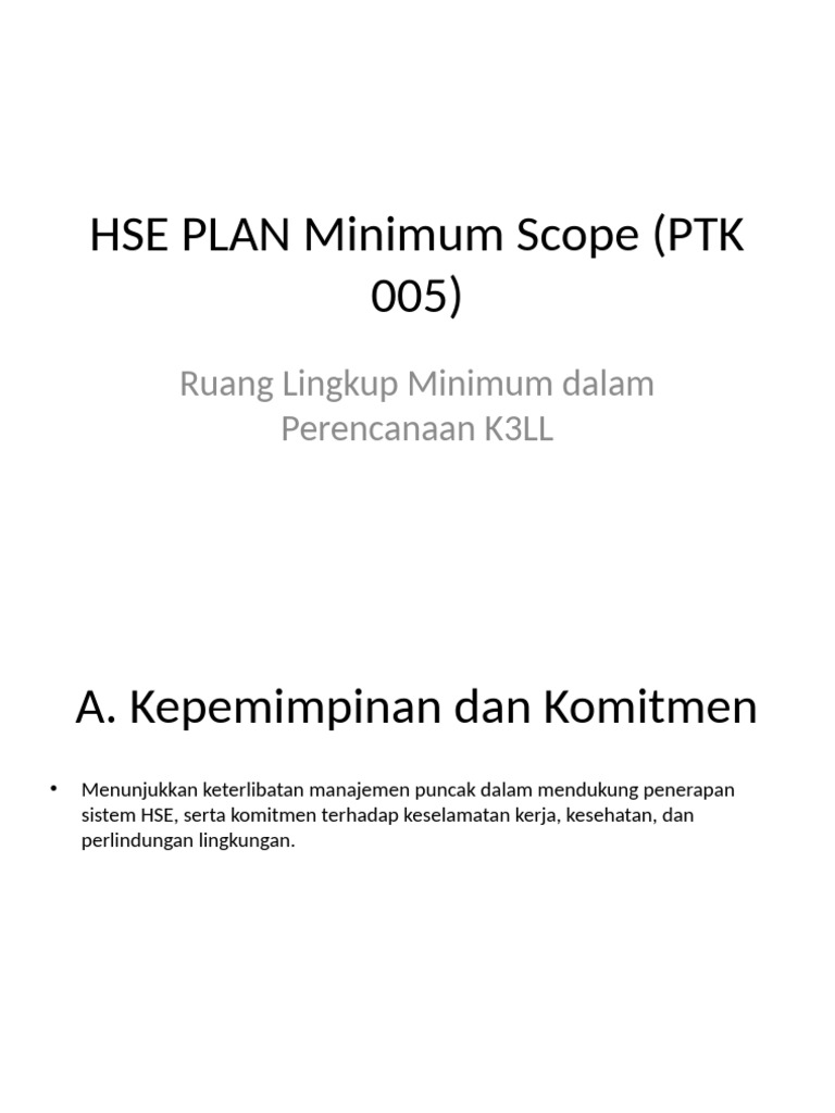 HSE PLAN Minimum Scope Detail | PDF