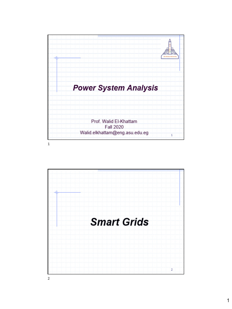 Prof. Walid Elkhattam Power Sytem Analysis 2 | PDF | Electric Generator ...