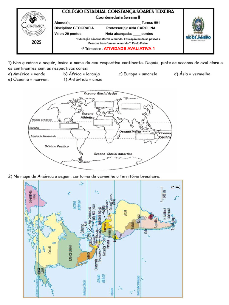 Atividade Esthefanny - 901 | PDF | Brasil | Continente
