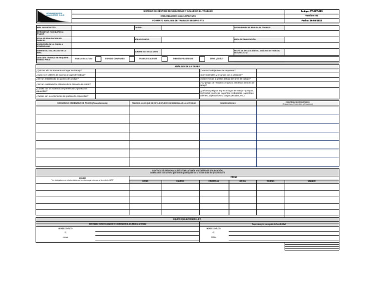 Ft Sst 022 Formato Ats | PDF