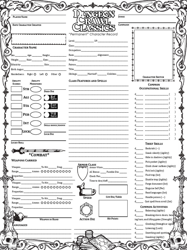 Custom DCC Character Sheet v2 | PDF
