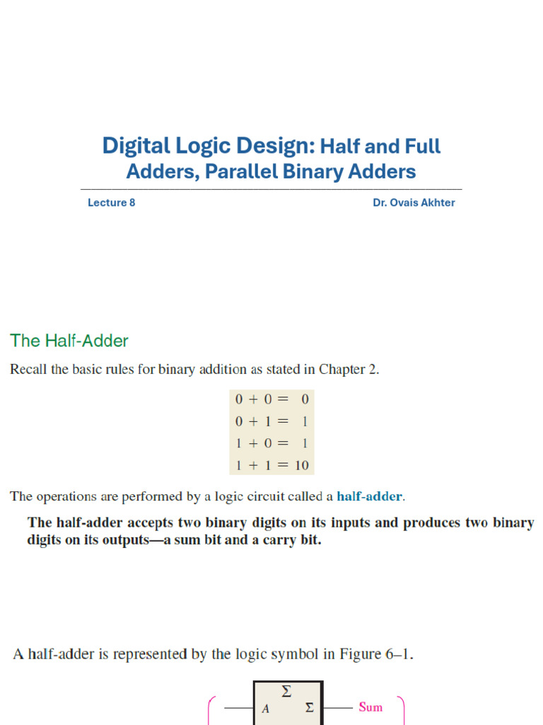 Digital Logic Design Lecture 8 22032025 043009pm | PDF