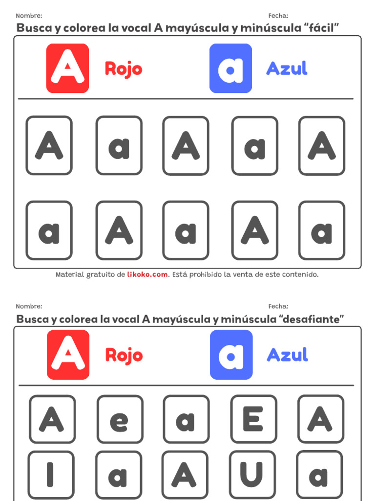 Busca y Colorea La Vocal A | PDF