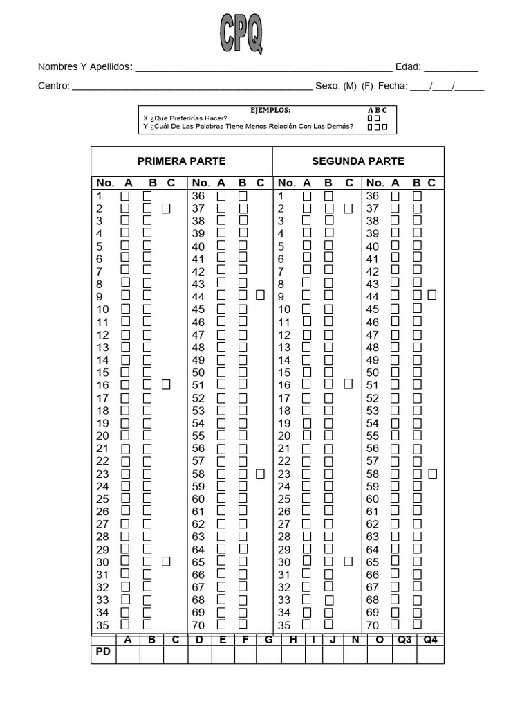 Hoja de Respuestas CPQ | PDF