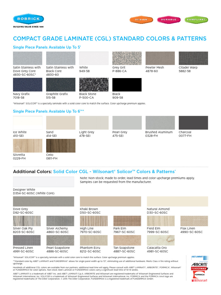 Carta de Colores Bobrick. | PDF | Lamination | Building Materials