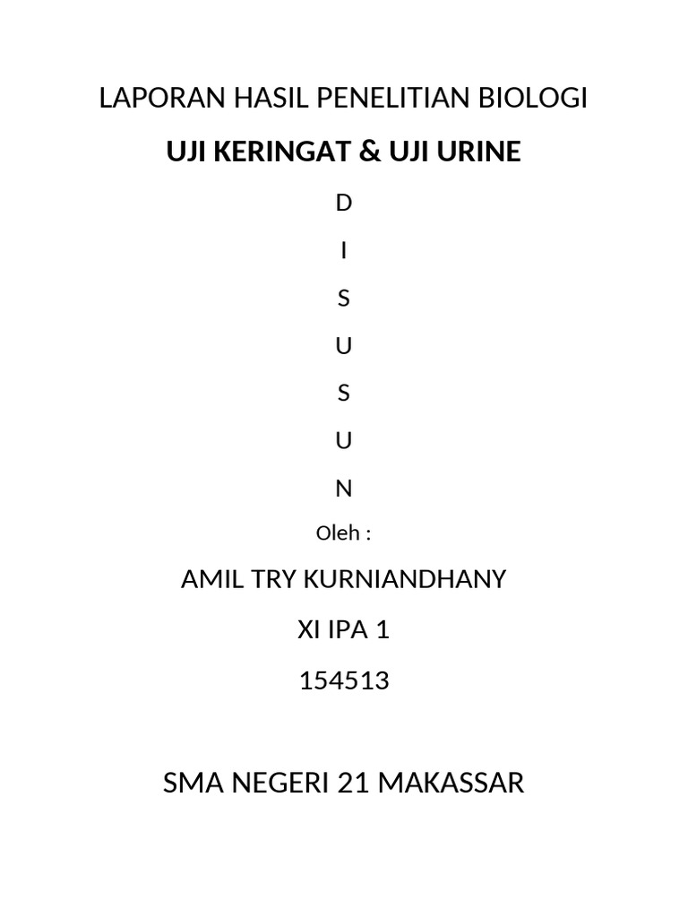 Biologi Uji Keringat & Urine | PDF