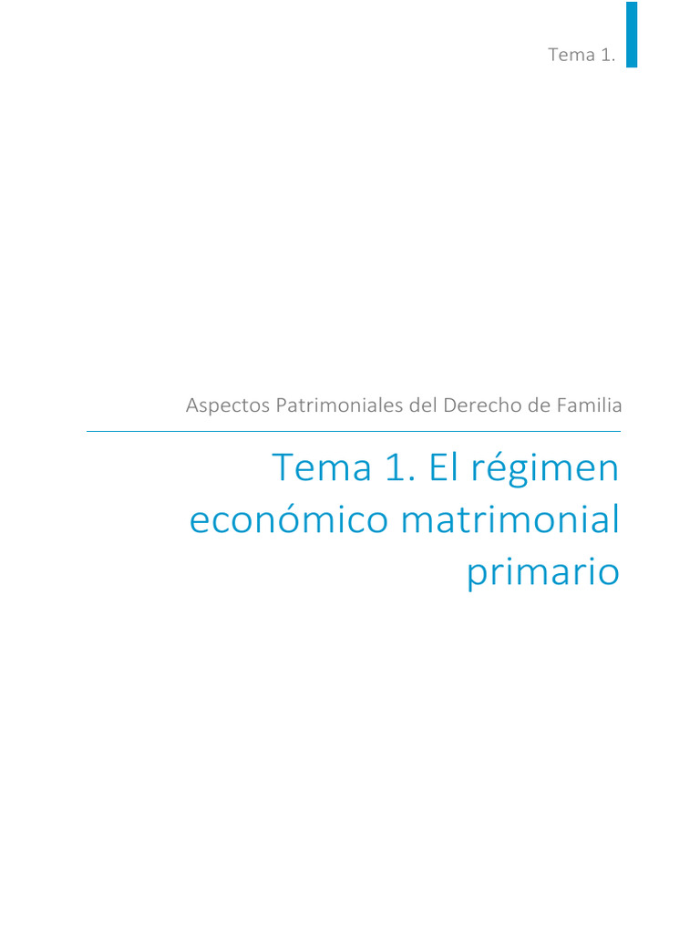 TEMA 1. Aspectos Patrimoniales Del Derecho de Familia. | PDF | Matrimonio | Propiedad de la ...