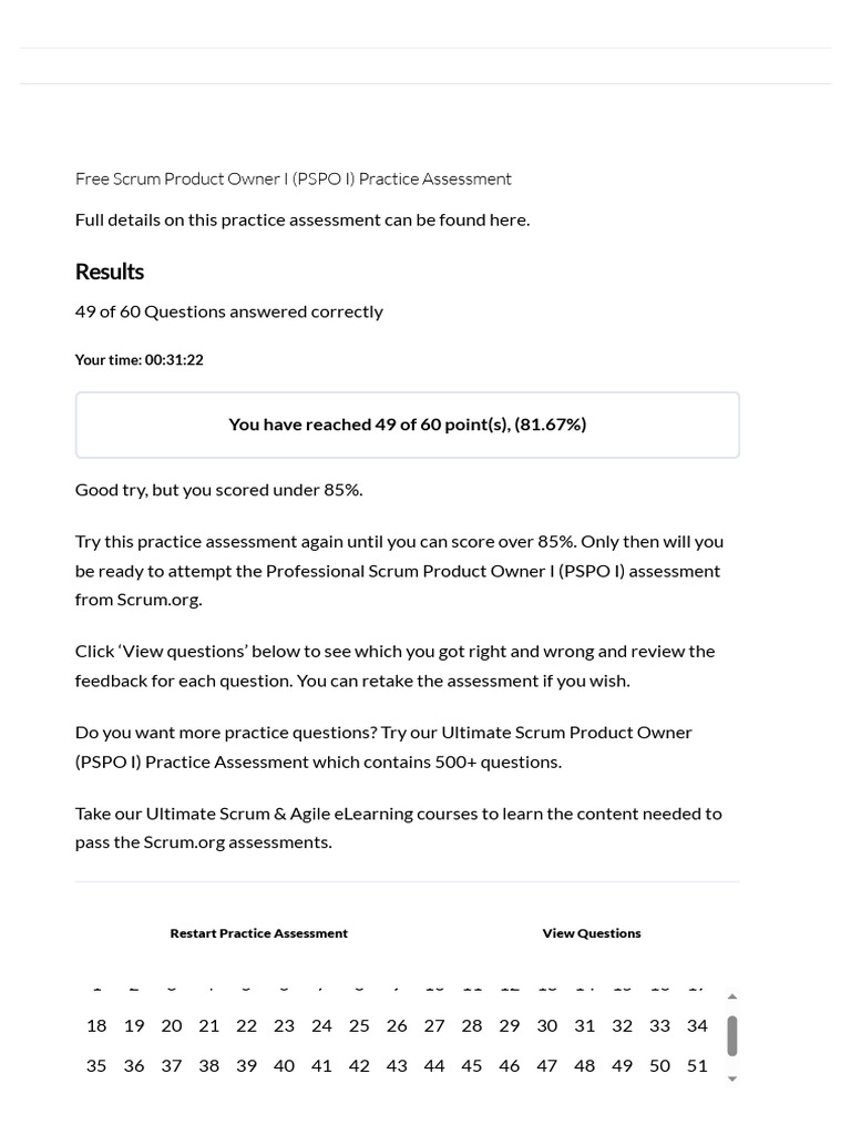 Free Scrum Product Owner I (PSPO I) Practice Assessment - TheScrumMaster - Co.uk | PDF | Scrum ...