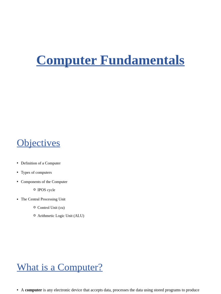 Computer Fundamentals | PDF | Central Processing Unit | Computer Hardware