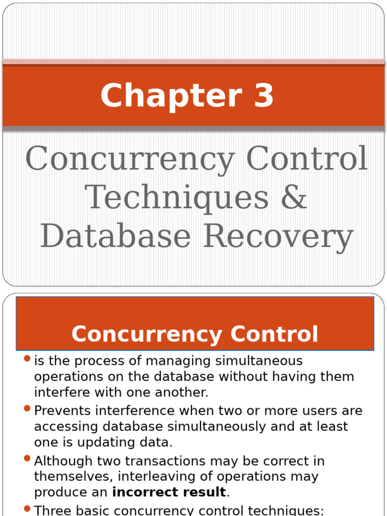 Chapter 3 Concurrency Control Techniques | PDF | Database Transaction | Computer Science