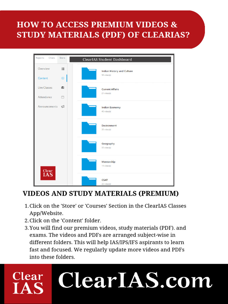 How To Access ClearIAS Videos and Study Materials | PDF