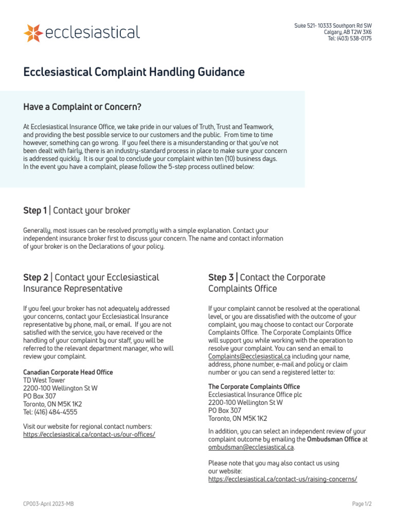 Complaint Handling - MB2023 | PDF