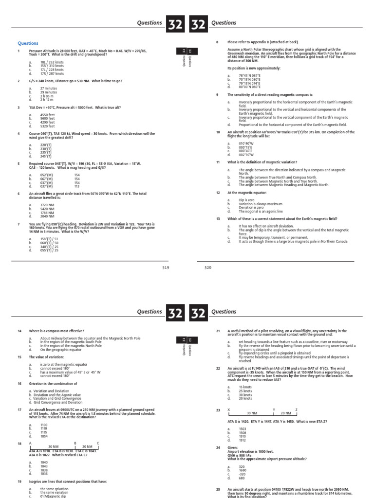Aviation Navigation Questions and Answers | PDF | Compass | Navigation