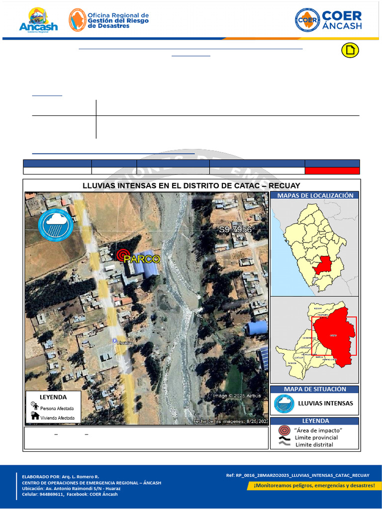 Lluvias Intensas Catac Recuay Proceso | PDF