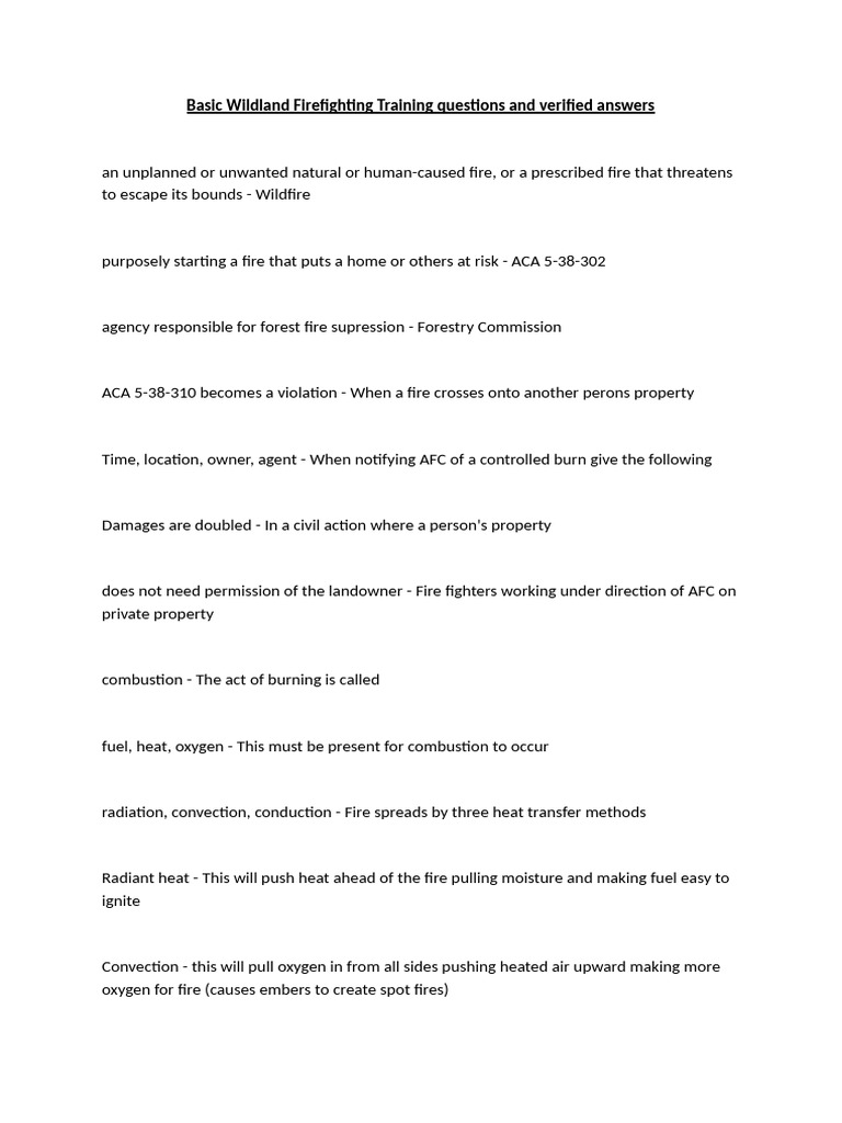 Basic Wildland Firefighting Training Questions and Verified Answers | PDF | Wildfire | Fires