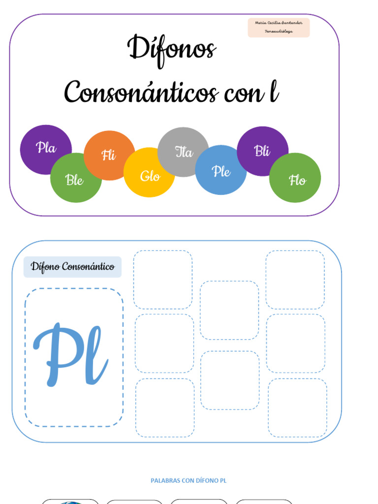 Dífonos Consonánticos: Actividades y Palabras | PDF