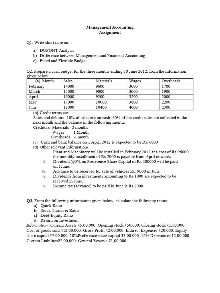 Management Accounting Assignment | PDF | Dividend | Accounting