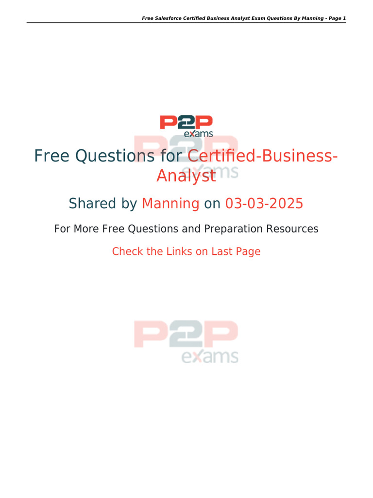 Free Salesforce Business Analyst Exam Questions | PDF | Business
