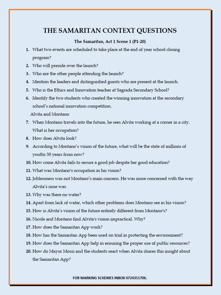 The Samaritan Context Questions | PDF