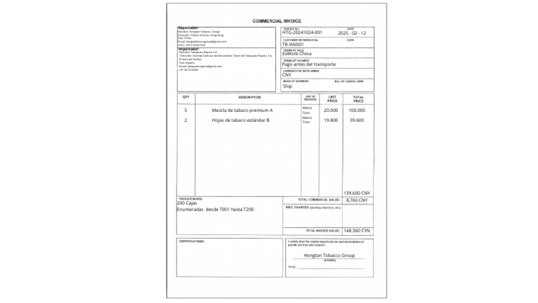 Factura en español (1) | PDF