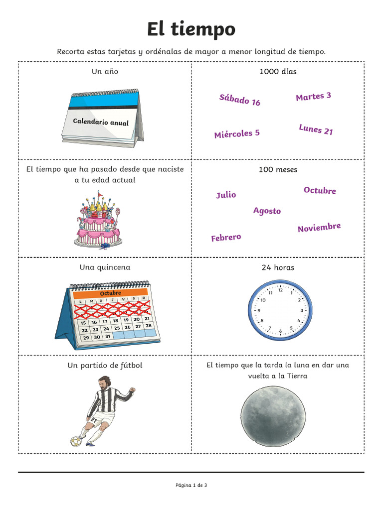 Ficha de Actividad - Medidas Del Tiempo | PDF